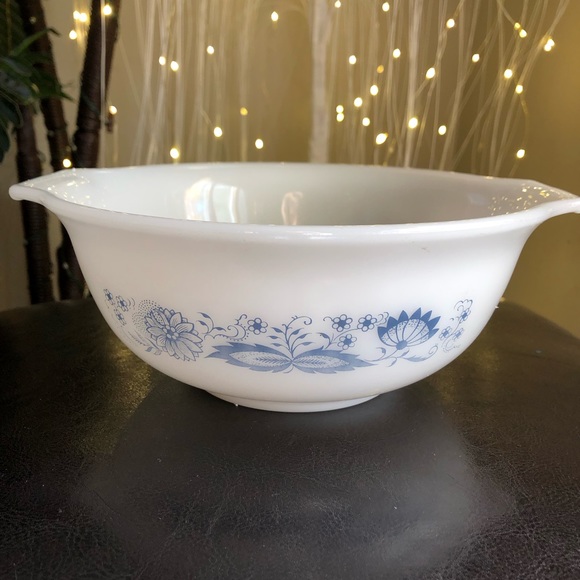 Kitchen | Glasbake 11 Inch Cinderella Mixing Bowl Blue Floral Pattern ...